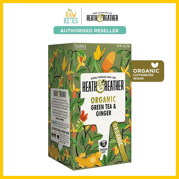 Heath & Heather Organic Green Tea & Ginger 40g/20 bags (Caffeinated, G ...