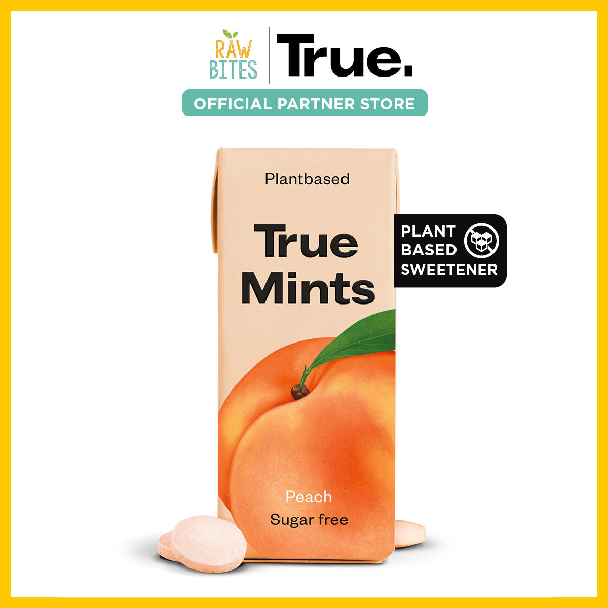 True Mints Peach 13g/20pcs (Natural Flavors, Plantbased Sweetener, Veg ...