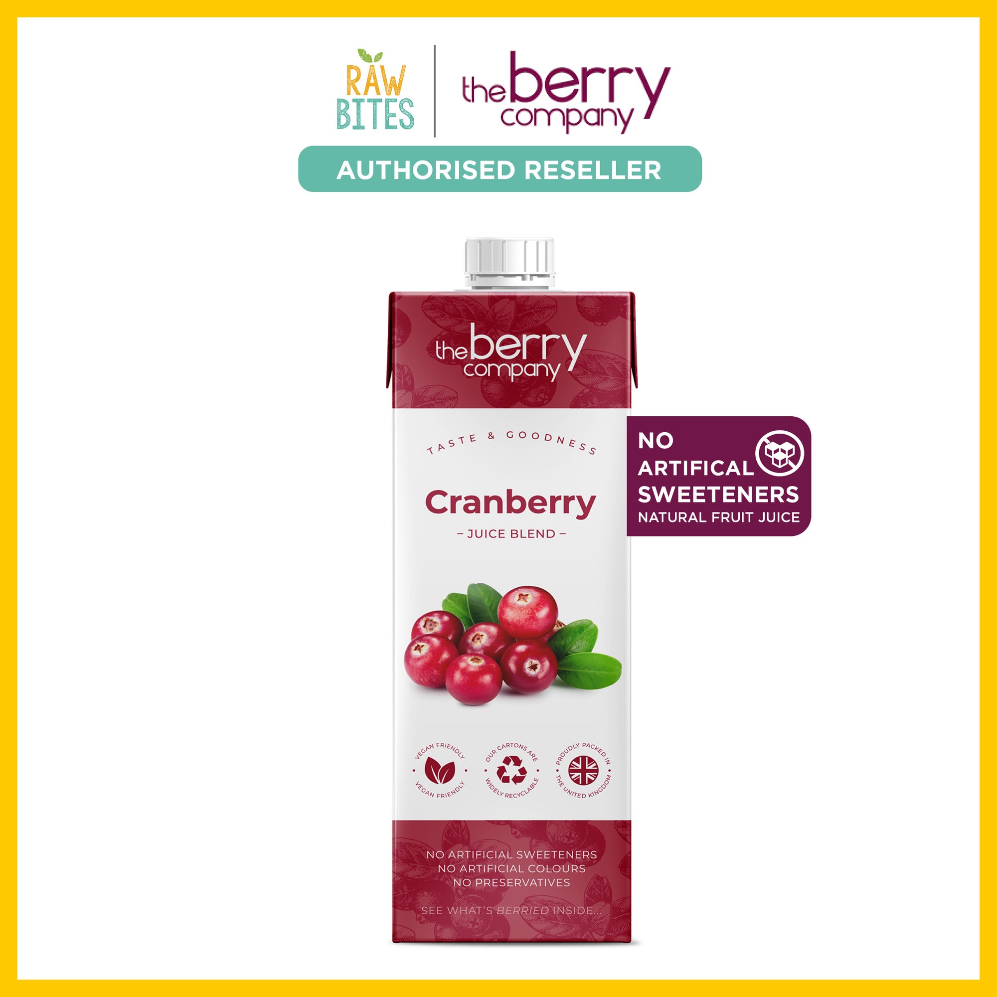 The Berry Company Cranberry Juice 1L (Gluten Free, No Refined Sugar, V ...