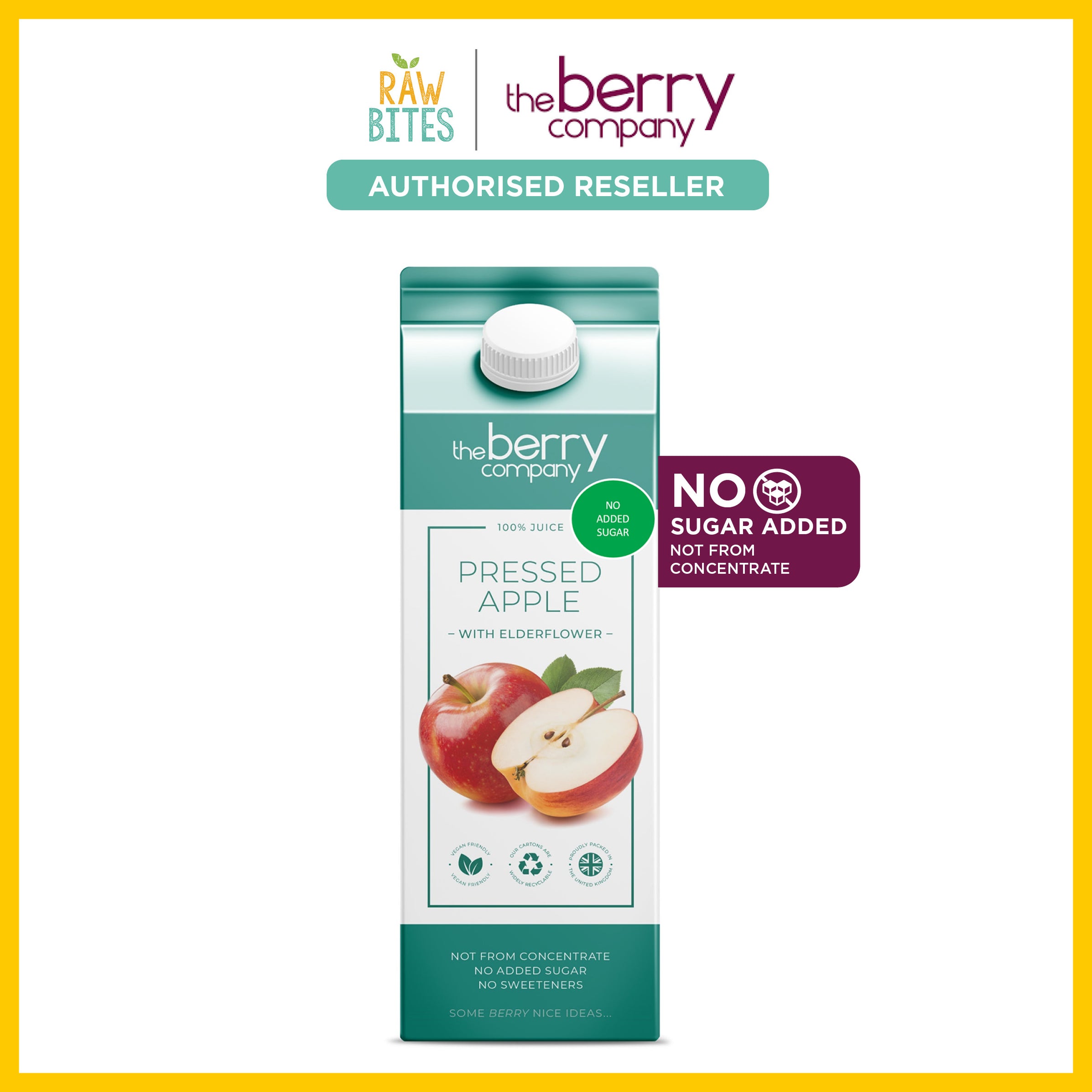 The Berry Company Pressed Apple with Elderflower 1L (No Sugar or Sweet ...