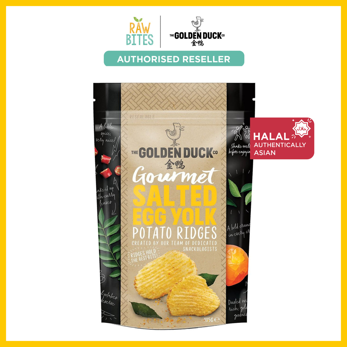 Golden Duck Gourmet Salted Egg Yolk Potato Ridges 105g (Authentically ...