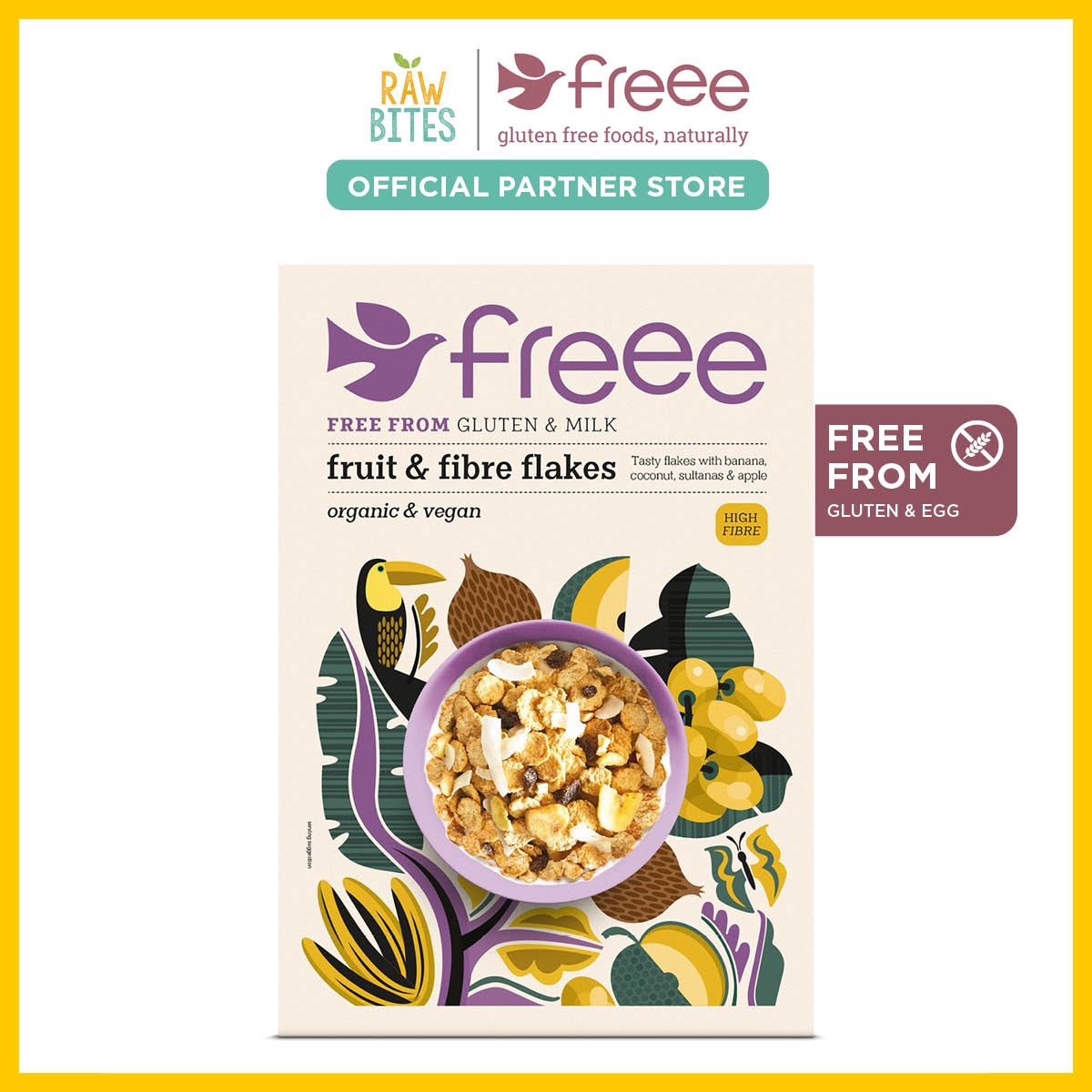 Freee Fruit & Fibre Flakes Cereal 375g (Gluten Free, Organic, Vegan ...