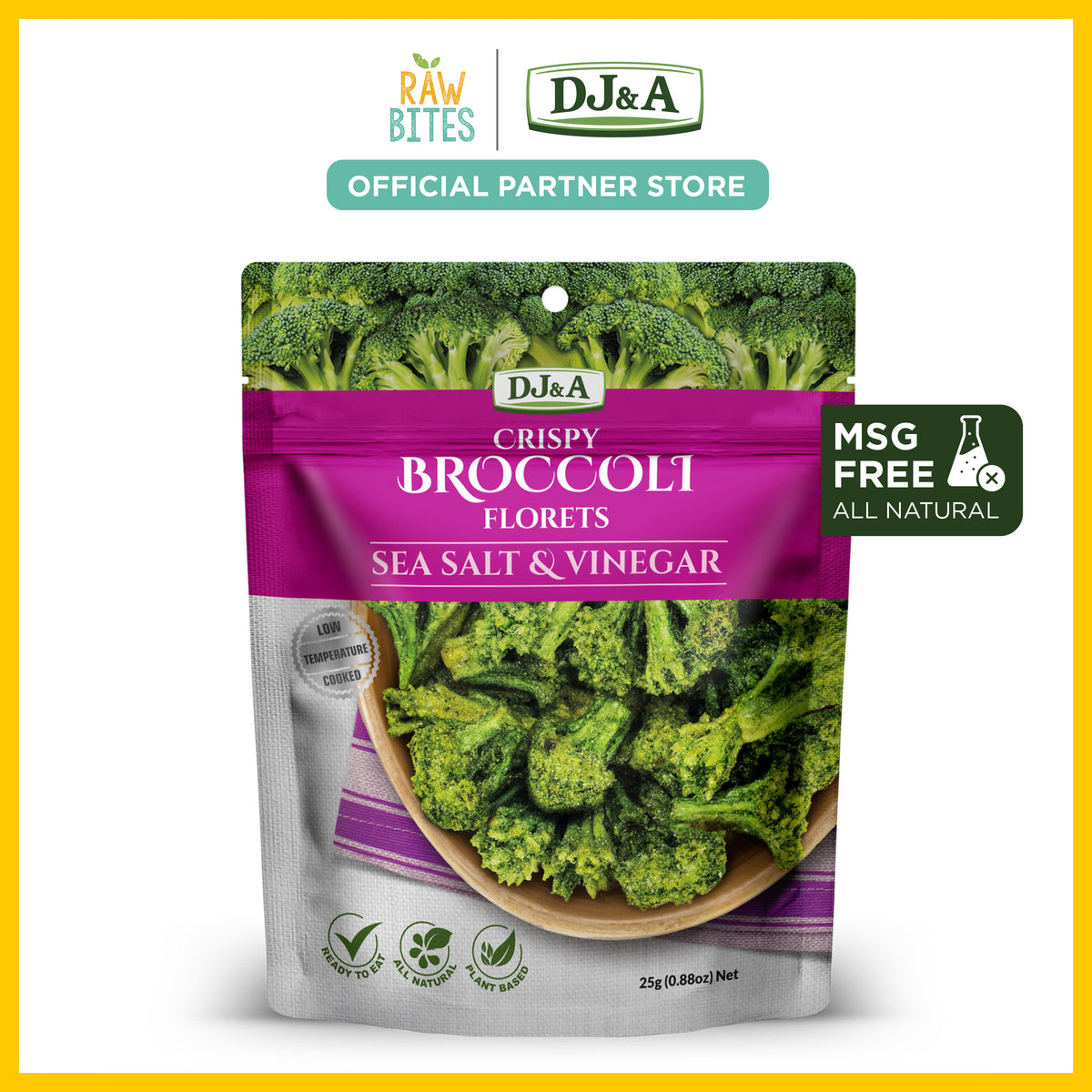DJ&A Broccoli Florets Salt & Vinegar Veggie Chips 25g (All Natural, No ...