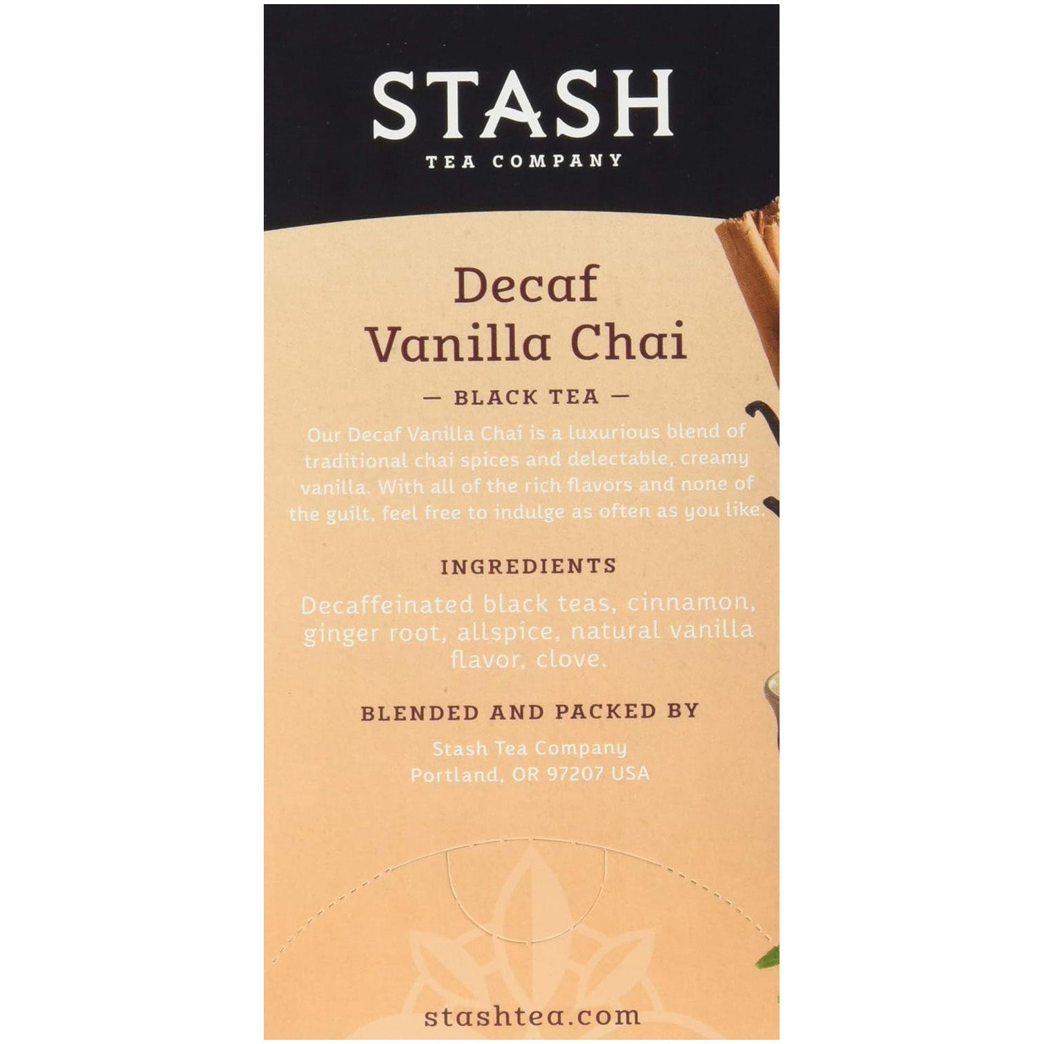 Stash Decaf Vanilla Chai Black Tea 36g/18 bags (Decaffeinated, Sugar F ...