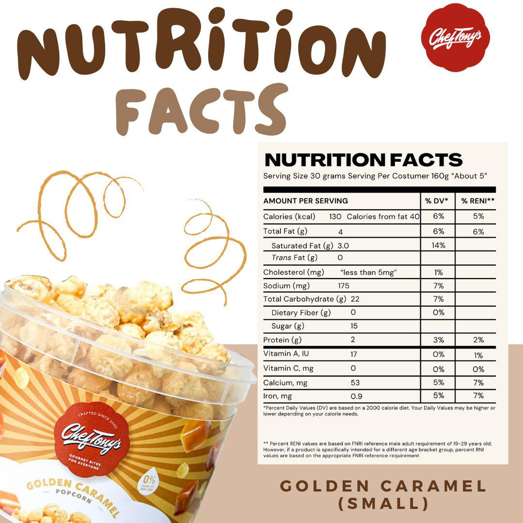 Chef Tony's Golden Caramel Popcorn 160g (0 Trans Fat, Halal, Locally-M ...