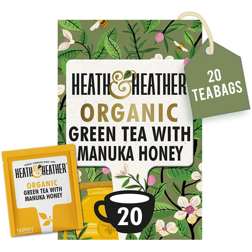 Heath & Heather Organic Green Tea with Manuka Honey 40g/20 bags (Glute ...