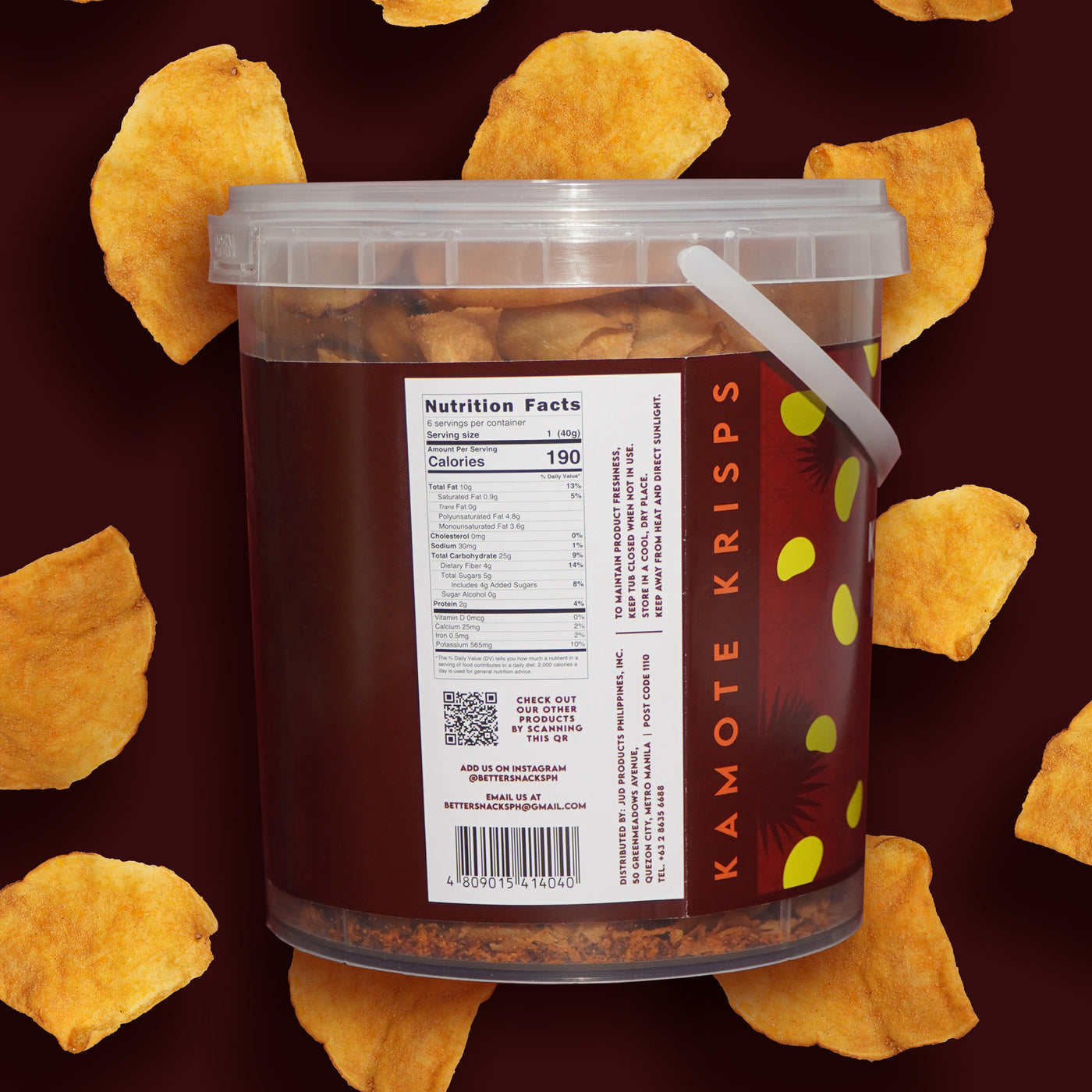 Better Snacks Kamote Chips Barbecue 2L [Net Wt 240g] (High Fiber, Vega ...