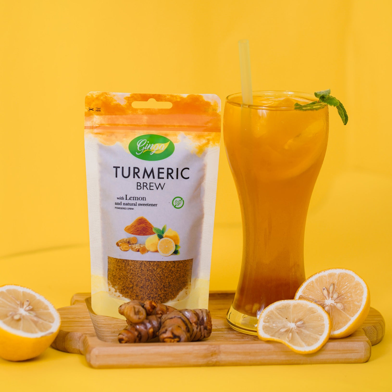 Ginga Turmeric Brew with Lemon 100g (All Natural, Caffeine Free) — Raw ...