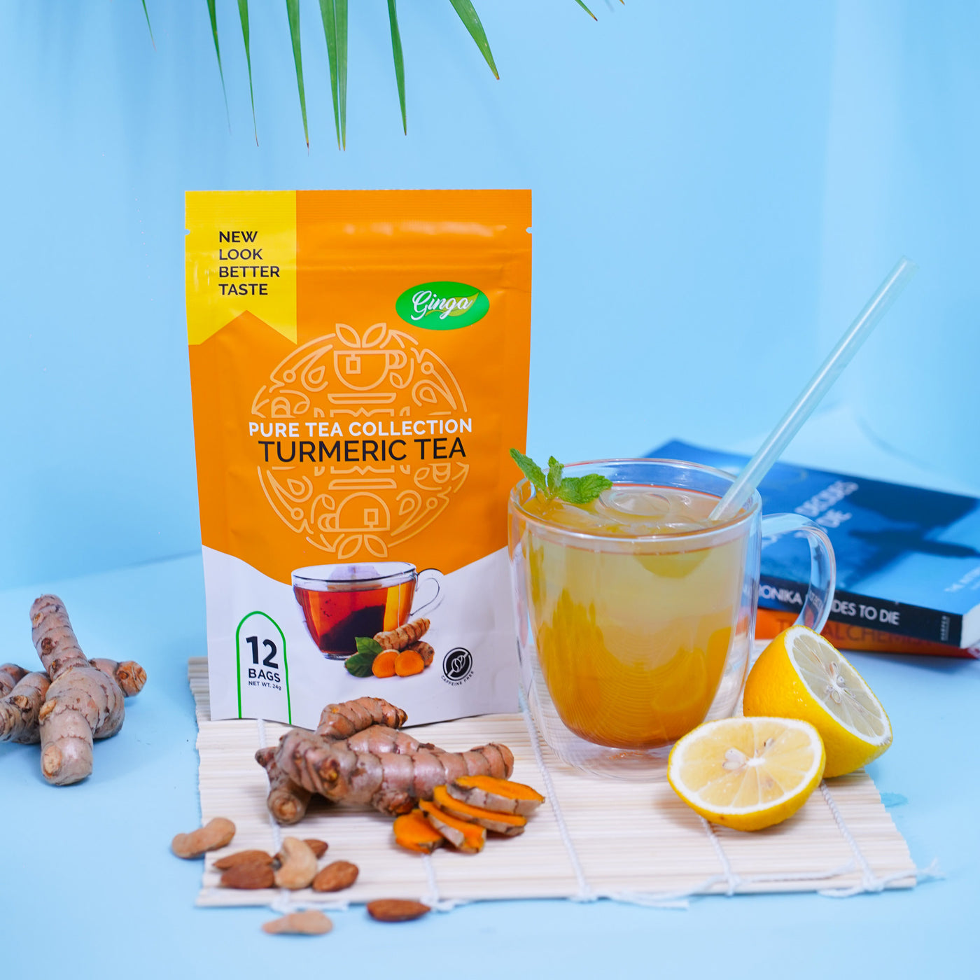 Ginga Turmeric Pure Tea 24g [12 x 2g] (All Natural, Caffeine Free ...