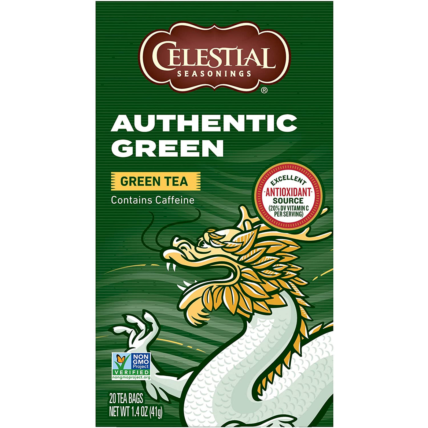 Celestial Seasonings Authentic Green Tea 41g/20 bags (Caffeinated, Hig ...