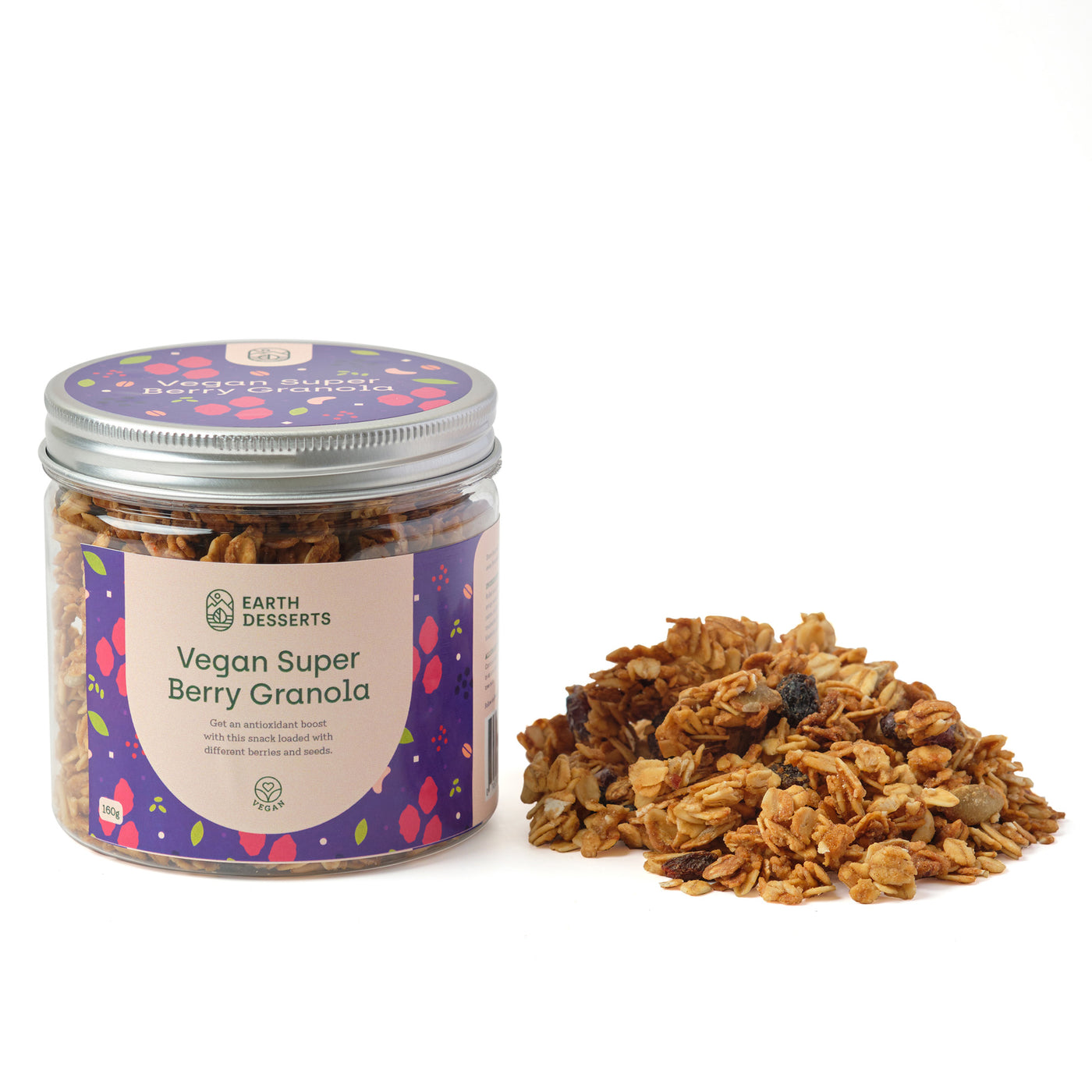 Earth Desserts Super Berry Granola 160g (No Preservatives, Vegan) — Raw ...