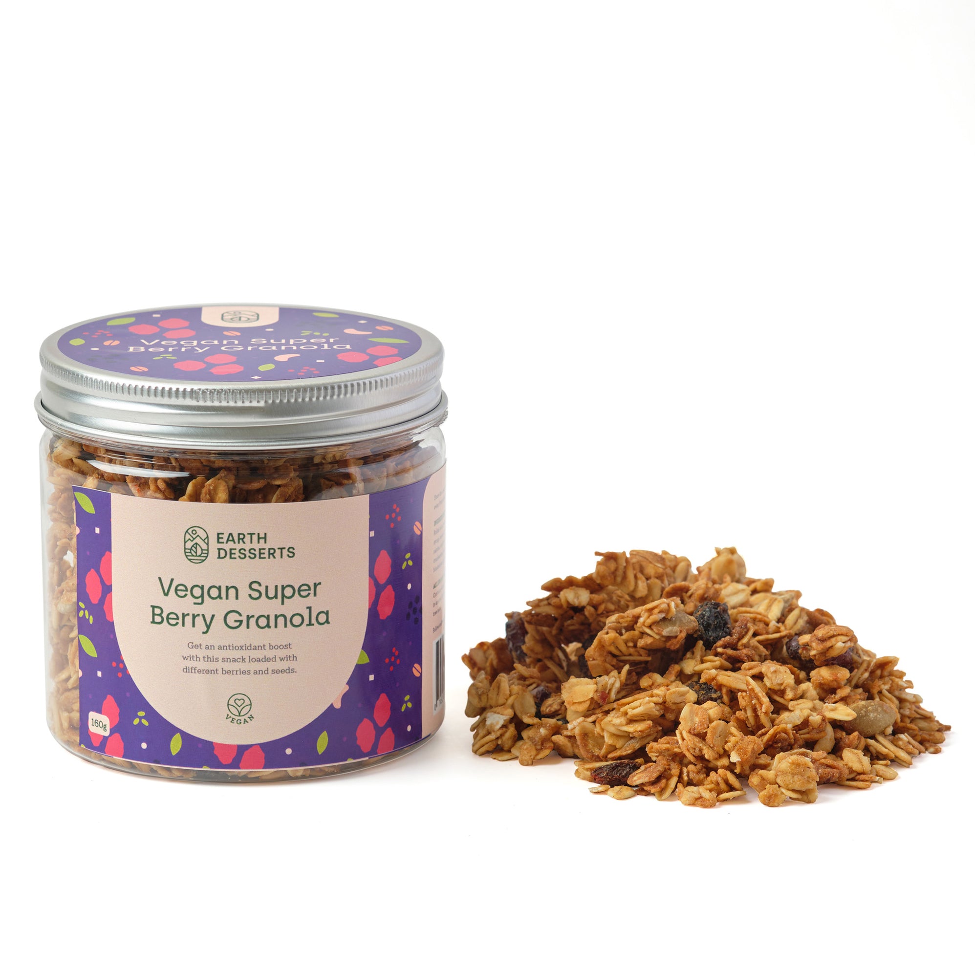 Earth Desserts Super Berry Granola 160g (No Preservatives, Vegan) — Raw ...